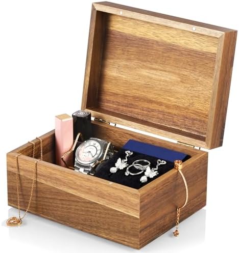 Amazon.com: DRASTAR Keepsake Box, Acacia Wood Memory Box with Hinged ...