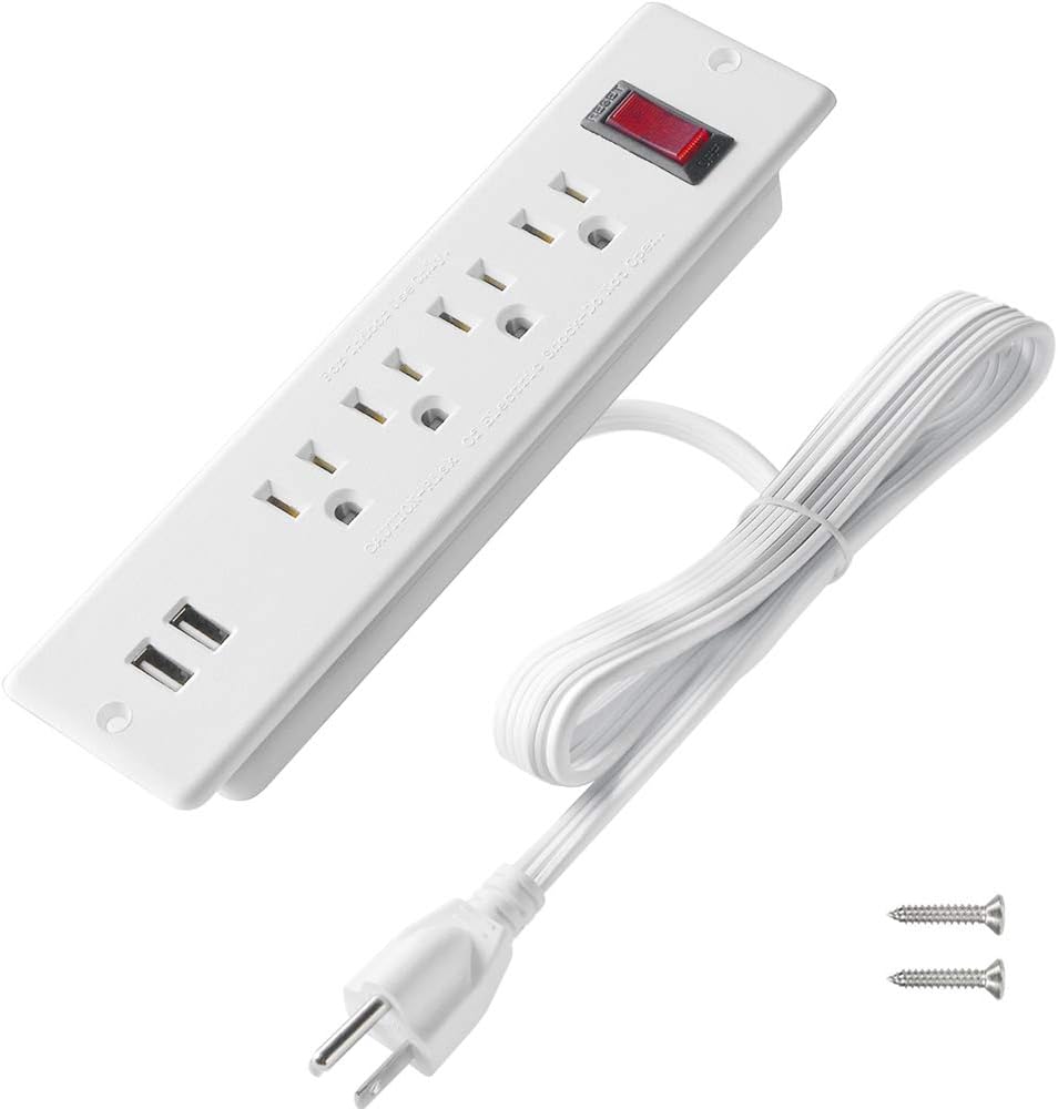Amazon.com: Mountable Power Strip Recessed Power Strip with USB 4 ...