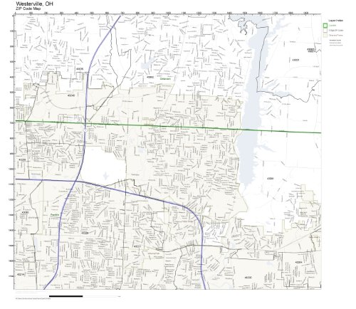 Amazon.com : ZIP Code Wall Map of Westerville, OH ZIP Code Map Not ...