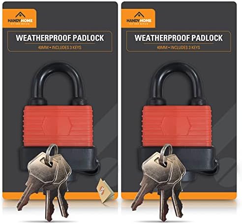 40mm Weatherproof Padlock with Key 2pk | Heavy Duty Padlock for Shed ...