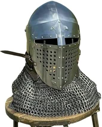 Amazon.com: Generic Medieval Steel Helmet 18 Gauge Knight ROA Bascinet ...