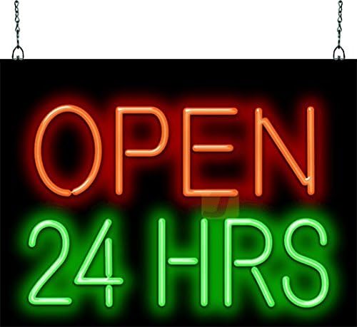 Open 24 Hours Neon Sign - 24" wide x 18" high - Real, Quality Hand Bent ...