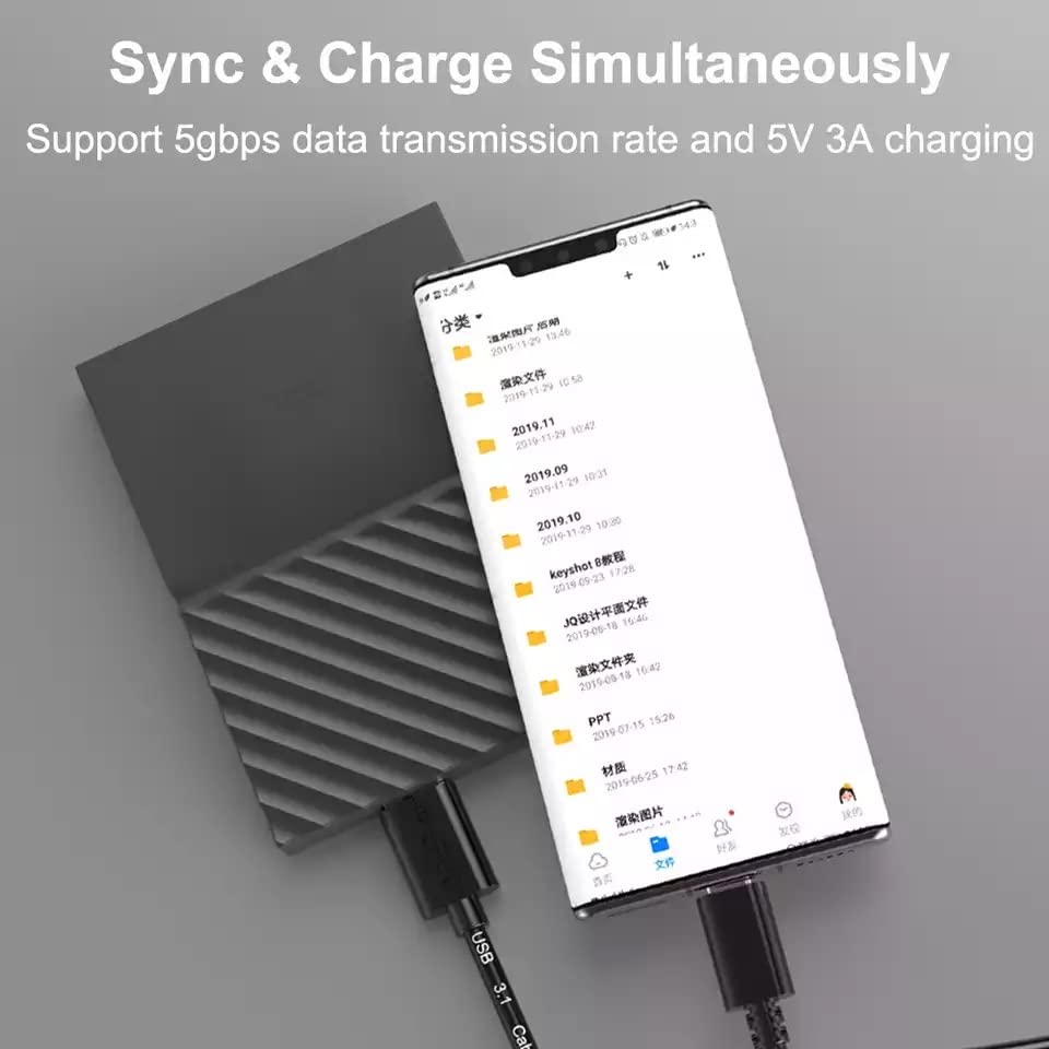 1M 5Gbps Hard Drive Cable USB Type C 3.1 to Micro B 3.0 Data Transfer ...