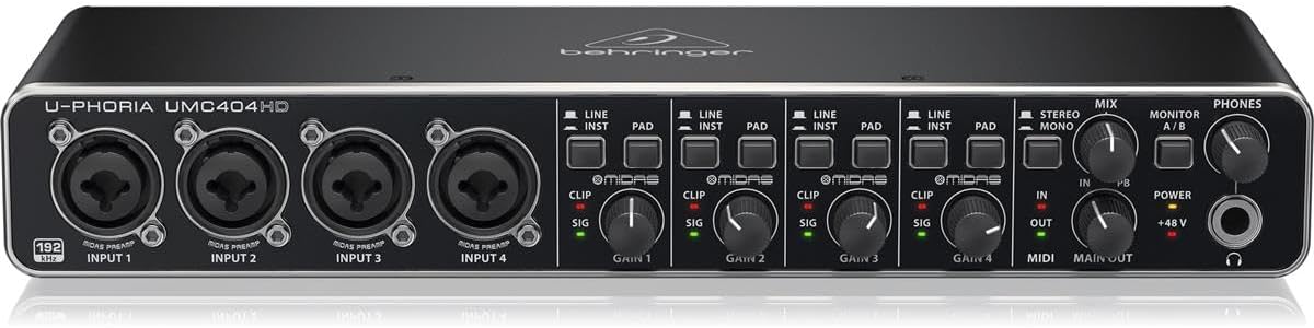 Behringer U-PHORIA UMC404HD Audiophile 4x4, 24-Bit/192 kHz USB Audio ...
