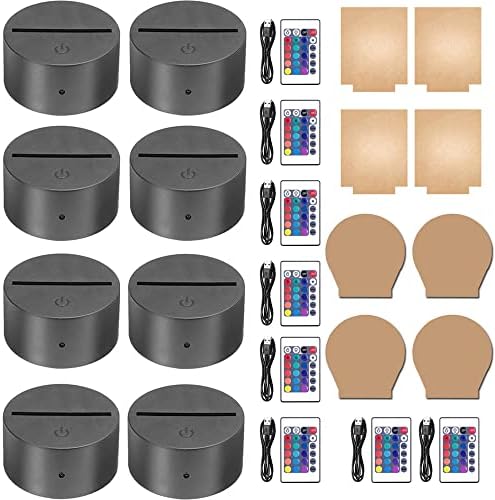 HYNNIO 2-Set 3D Night LED Light Lamp Base with Square Acrylic Sheet ...