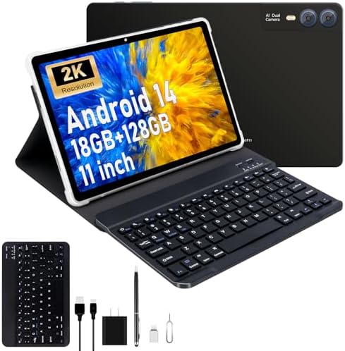 Amazon.com : 2025 Latest 11 inch 2K Tablet with Keyboard Android 14 ...