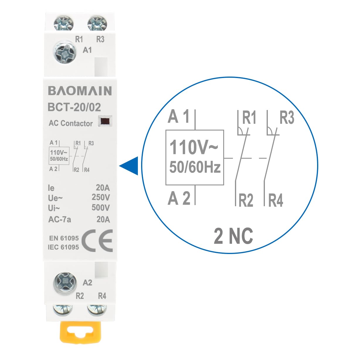 Snapklik.com : 110V AC 2-Pole Modular Contactor, 20A 2NC Normally ...