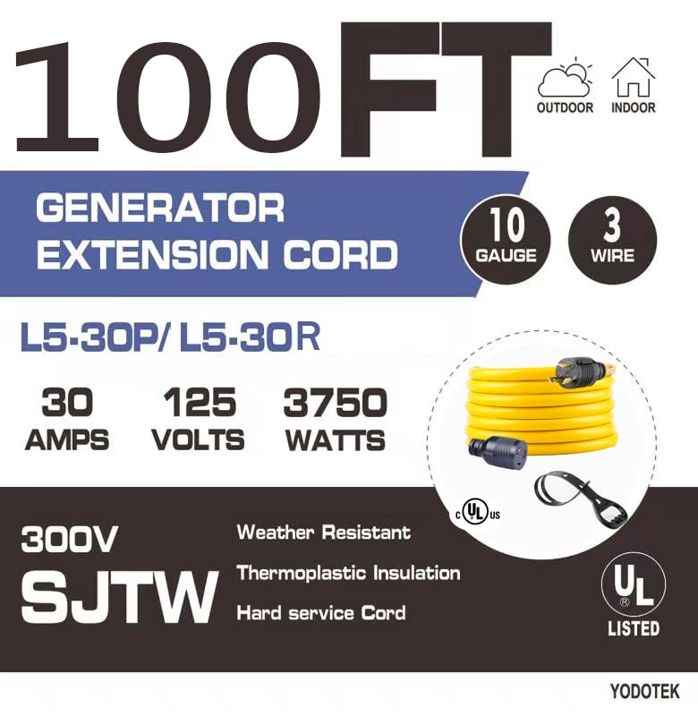 Snapklik.com : Yodotek 100FT Heavy Duty 3 Prong Generator Locking Power ...