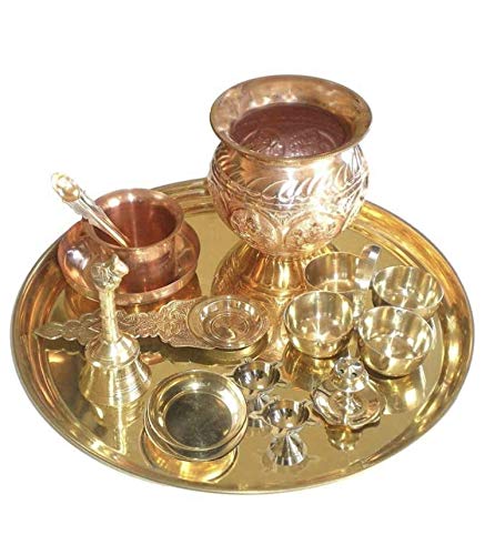 Buy Pooja Articles Copper Puja Thali Set for Hindu Rituals Set Hindu ...