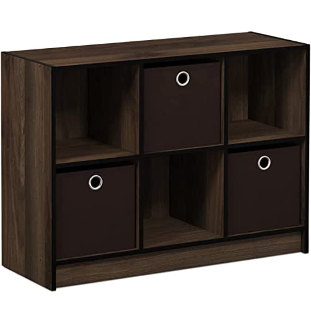 Furinno Basic 3x2 Cube Storage Bookcase Organizer with Bins, Columbia ...