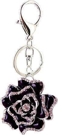 EUBUY Rose Keychain for Car Keys Crystal Rose Keychain Pendent Flower ...