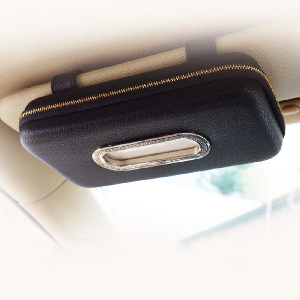 Amazon.com: Premium Leather Car Mask & Tissue Dispenser - Sun Visor ...