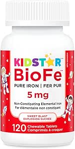 Kidstar Nutrients - BioFe Pure Iron 5mg, 120 Chewable Tablets 60-Day ...
