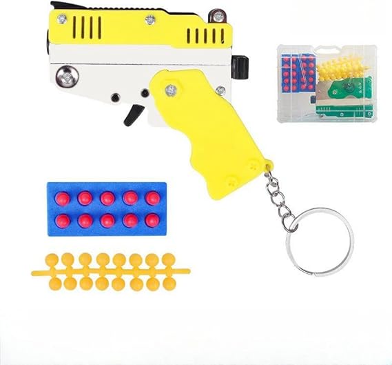 Mini Gun Keychain, Foldable Soft Bullet Gun, Gun Shaped Keychain, Model ...