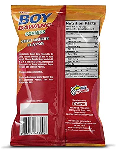 Boy Bawang Cornick Chili Cheese Flavor (6 Pack, Total of 21.24oz ...