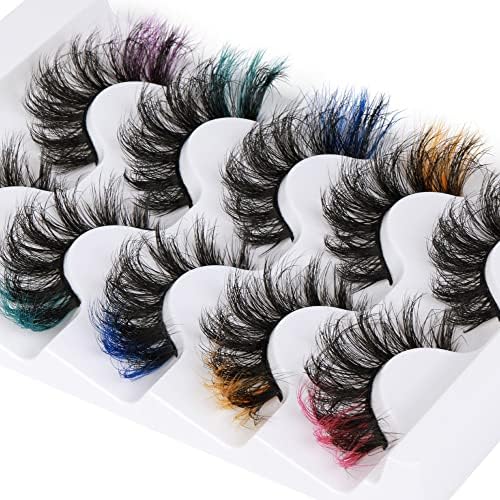 Amazon.com: False Lashes with Color,Colored Lashes Strips,3D 25mm ...