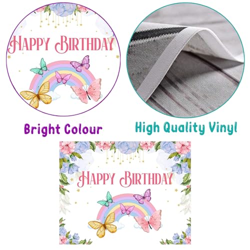 Party Propz Happy Birthday Butterfly Backdrop Banner - Backdrop for ...