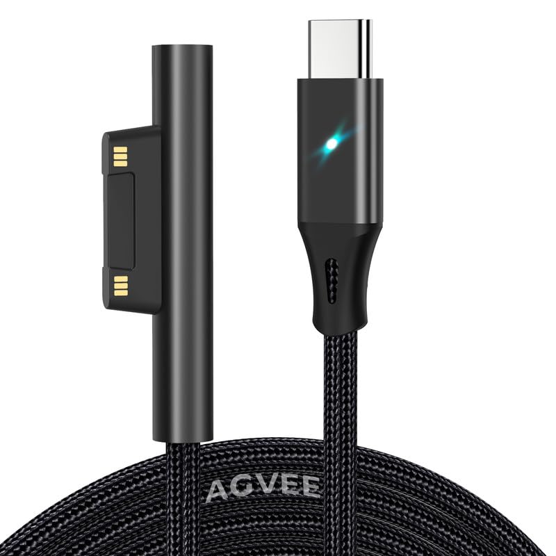 Snapklik.com : AGVEE 10ft USB-C To Surface Connect Charging Cable Cord