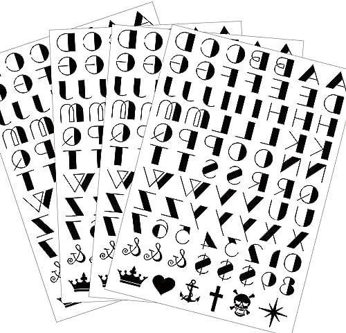 Amazon.com : Fake Letters Finger Tattoos，4-Sheet 26 English Words ...