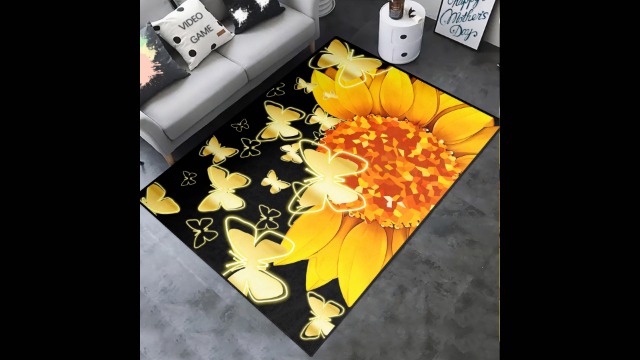 Watch Yellow Sunflower Rug Black Butterfly Area Rugs Sunflower Rug on ...