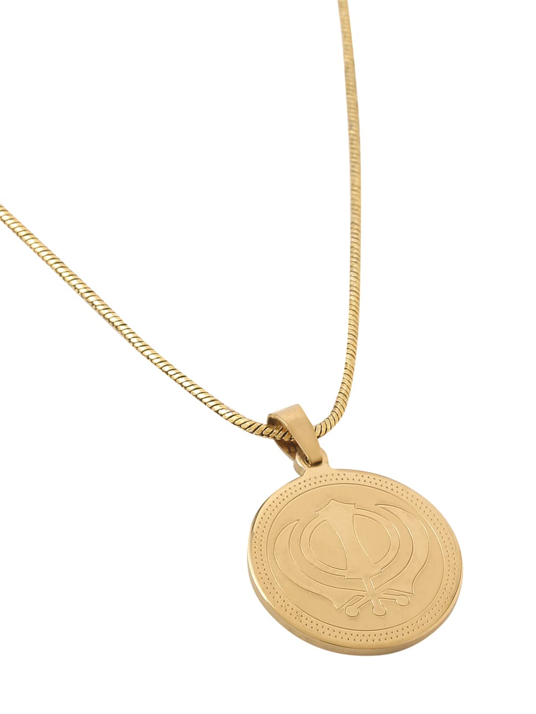Viraasi Gold Plated Sikh Khanda Pendant with Chain for Men and Boys ...