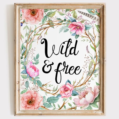 Amazon.com: Wild and Free Floral Wreath Art Print - Unframed - 8x10 ...