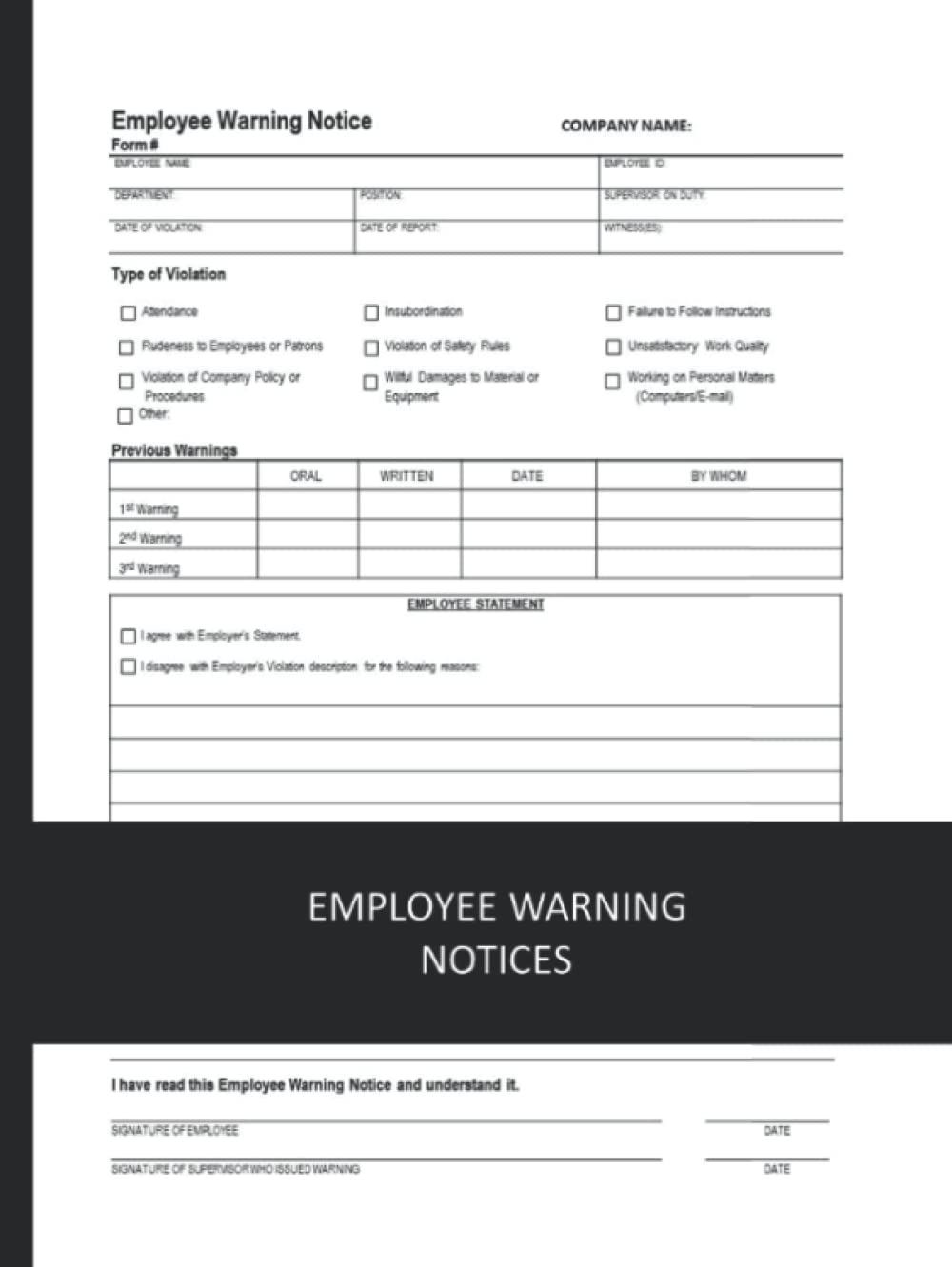 Buy Employee Warning Forms: Employee Disciplinary Action Form Book ...