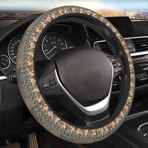 Amazon.com: Rustic Brown Teal Western Country Tooled Leather Car ...