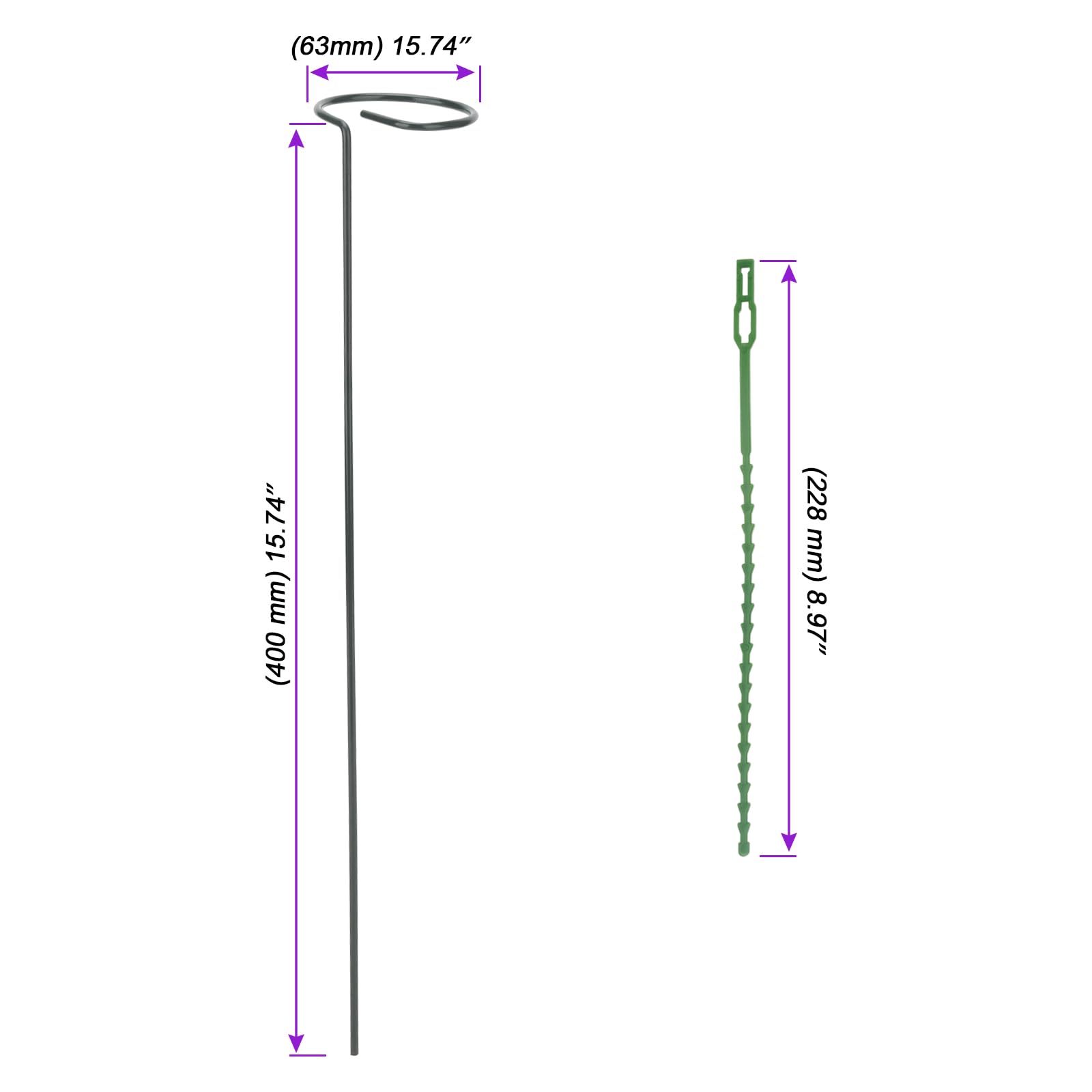 JOIKIT 20 Pack 40cm Single Stem Plant Support Stakes, Plant Supports ...