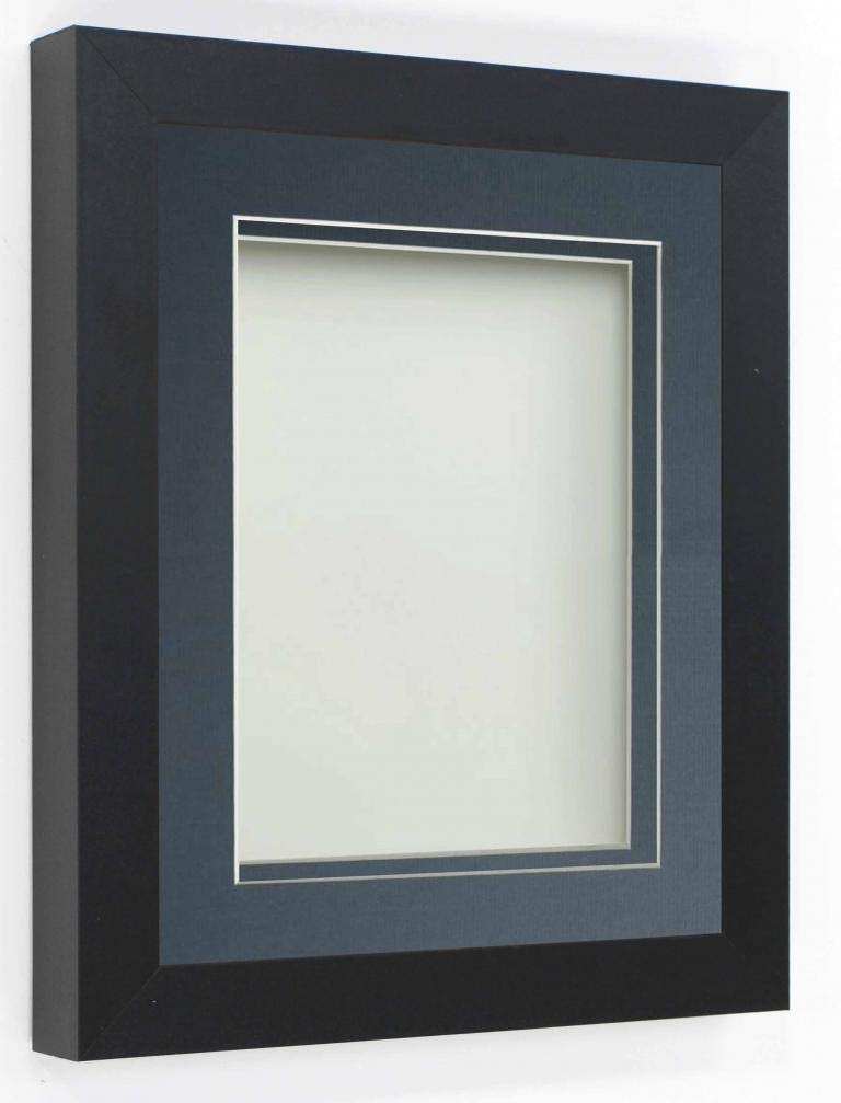 Frame Company Rickman Box 3D Photo Frame, Wood, Black with Blue Mount ...