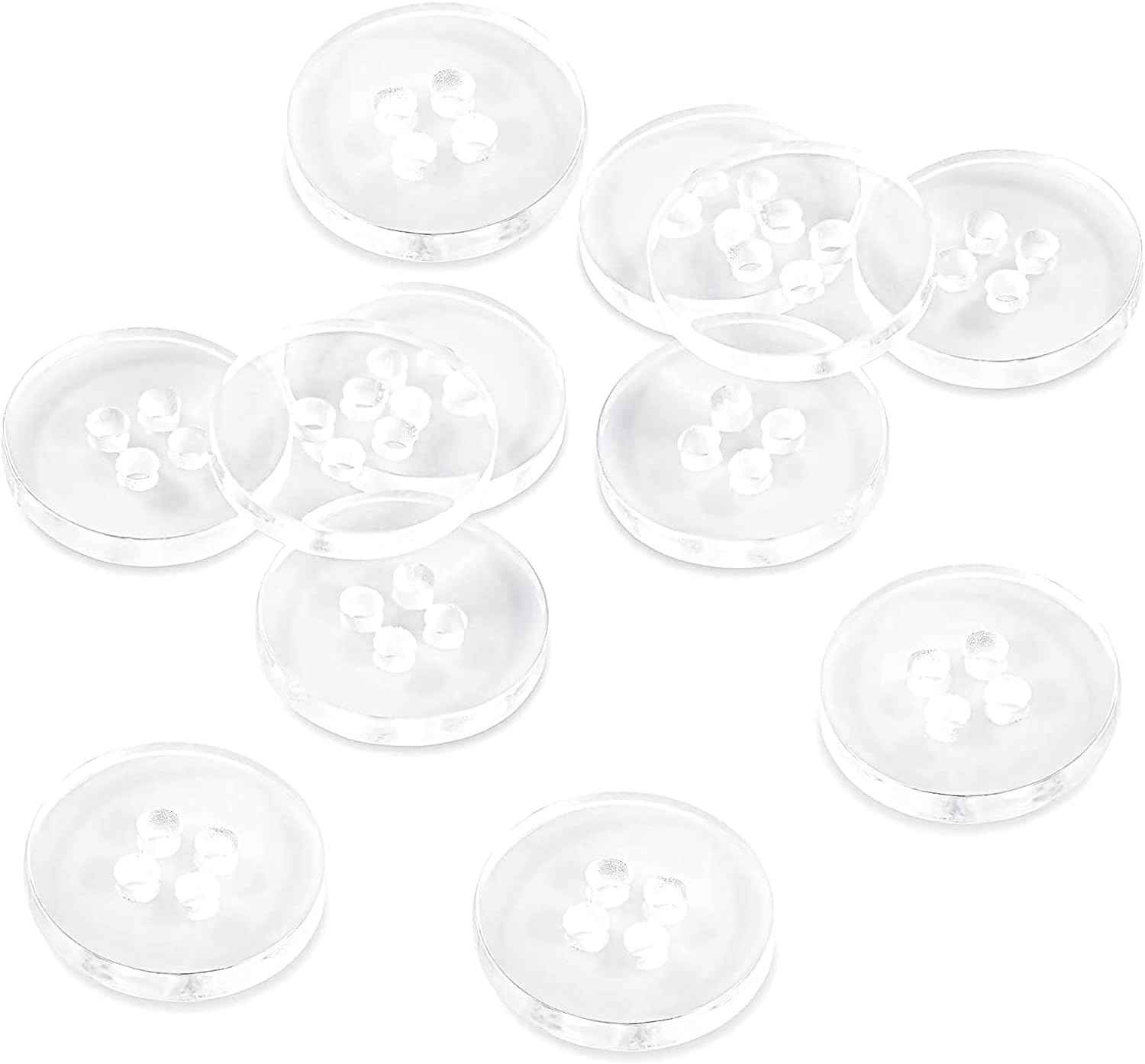Amazon.com: Pack of 12 Clear Buttons - 0.45 inch, 4 Hole, Round ...