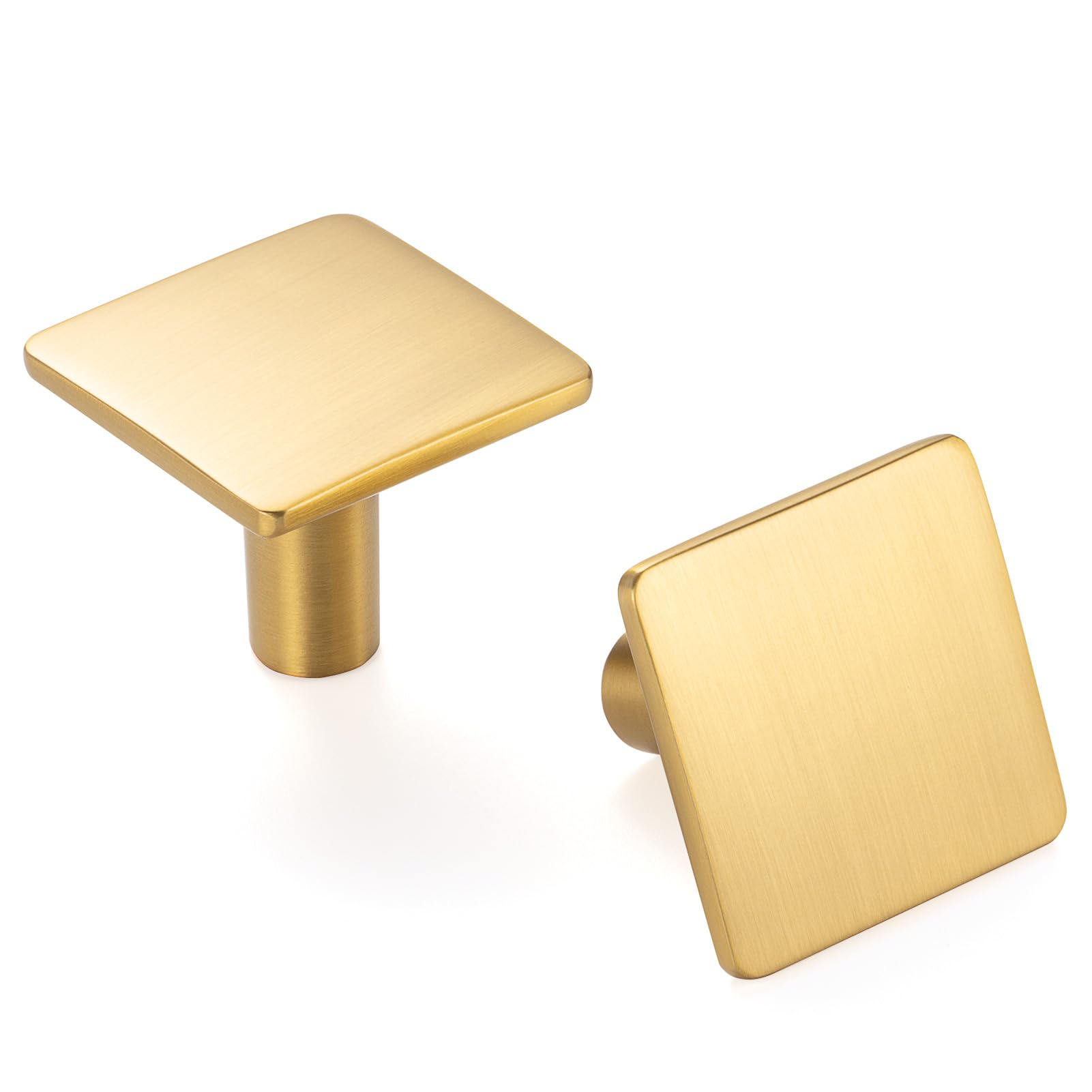 ASKANO Brushed Gold, Round Shank Square Kitchen Cabinet Knob ZK2201 ...