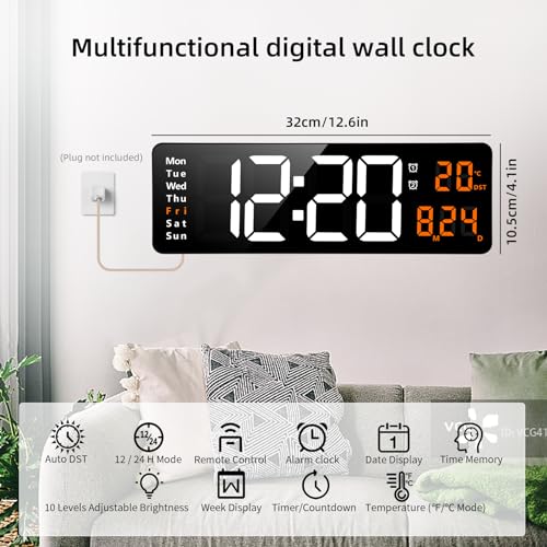 Koolertron Dementia Clock 16.2-inch Day Date Temperature LED Clock ...