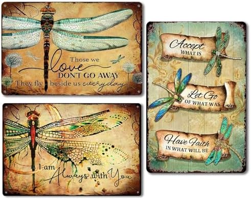 Amazon.com : Dragonfly Tin Sign Vintage Garden Decor Dragonfly Metal ...