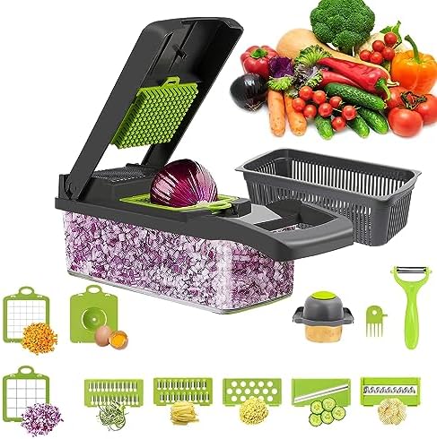 Amazon.com: 15-in-1 Vegetable Chopper, Mandoline Food Slicer, and Onion ...