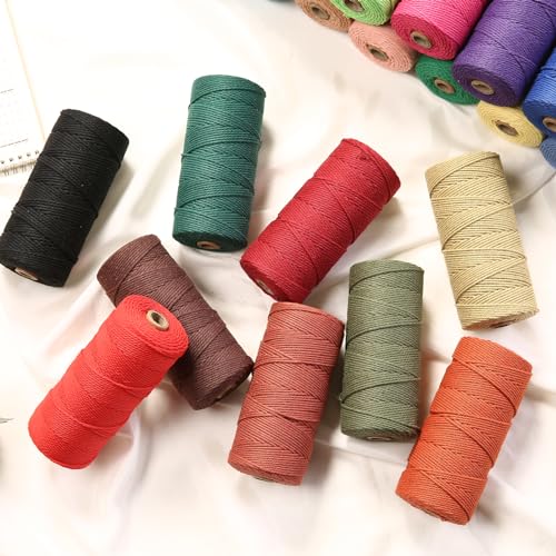 GOHOF Macrame Cord 2mm x 205m Premium Cotton Macrame Rope, 3 Strand ...