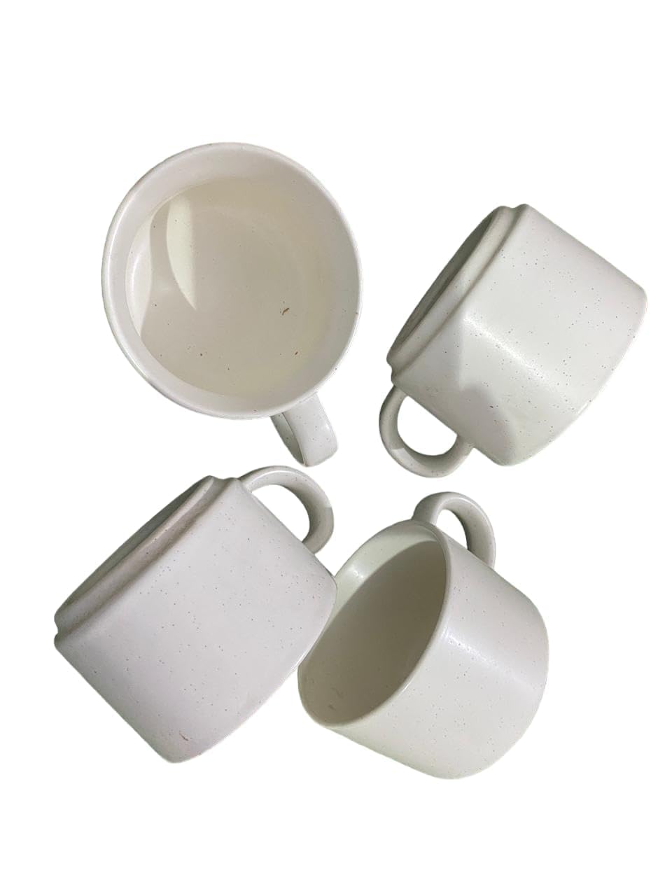 White Ceramic Tea Cups - Set of 4, 150ML Each - Round Shape, Microwave ...