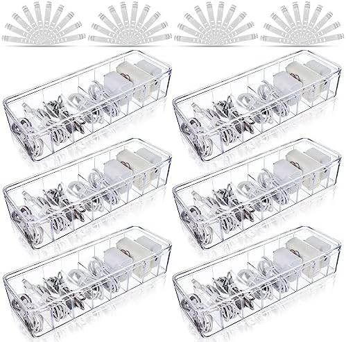 Amazon.com: 6 Pack Cable Organizer Box with 40 Cable Ties Clear Charger ...