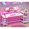 Amazon.com: SEDETA White Gaming Desk 70.8'' with LED Lights and Storage ...