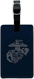 Amazon.com: Marine Corps USMC Gray on Blue Logo Rectangle Leather ...