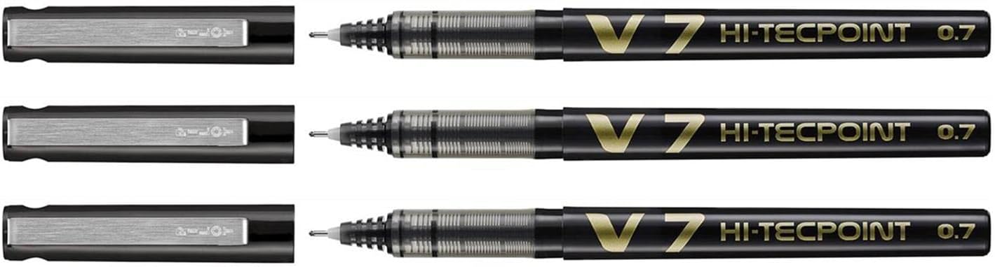 Pilot V7 0.7 Mm Liquid Ink Rollerball Pen - Black (Pack of 5) : Amazon ...