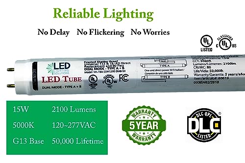 LED Lighting Solutions 12 Pack 4FT LED T8 Hybrid Type A+B Light Tube ...