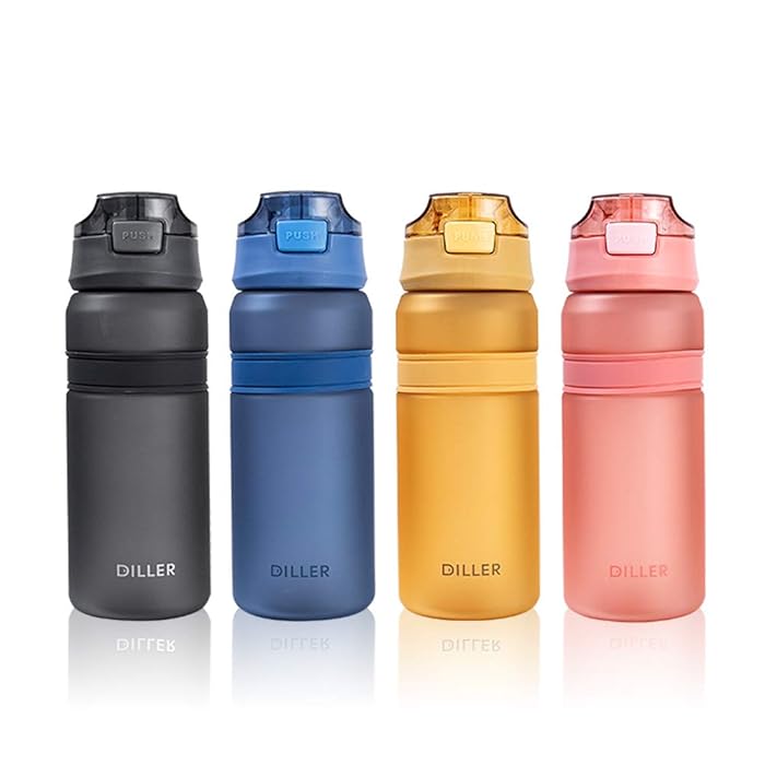 Buy Diller Water Bottle with Straw, 18 oz BPA Free Plastic Water Bottle ...