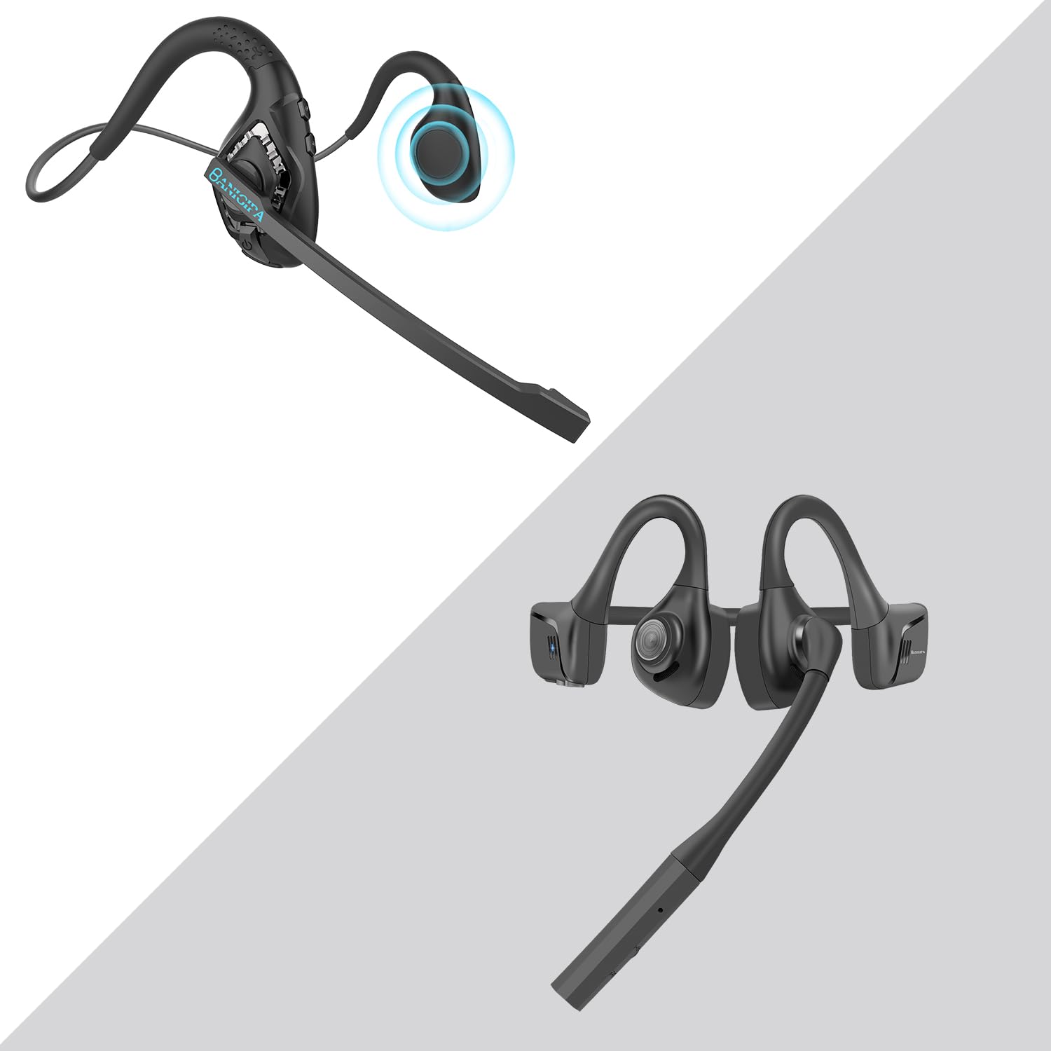 Amazon.com: BANIGIPA Bluetooth Headset with Boom Microphone, Open Ear ...