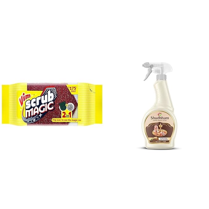 Vim Scrub Magic Pack of 5 & Vim Shudhham Spray for Copper, Brass ...