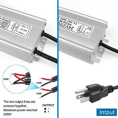 Snapklik.com : inShareplus 24V LED Power Supply, 250W IP67 Waterproof ...