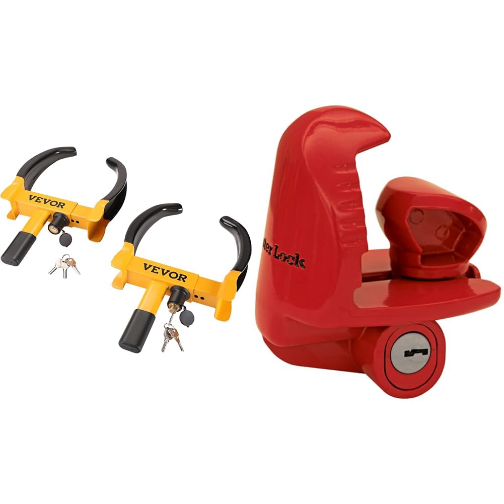 Amazon.com: VEVOR Wheel Lock 2 Packs + Master Lock Universal Trailer ...