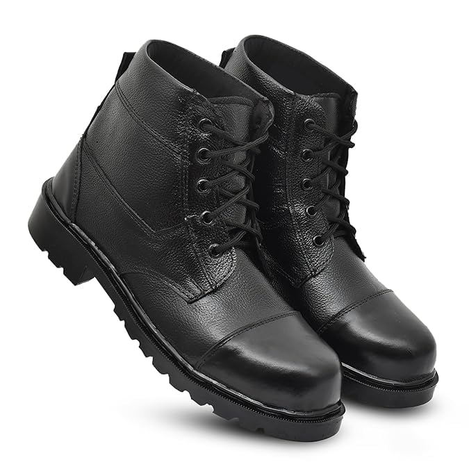 Buy BIGGIE Men's Black Real Leather lace up light weight Army Dms ...