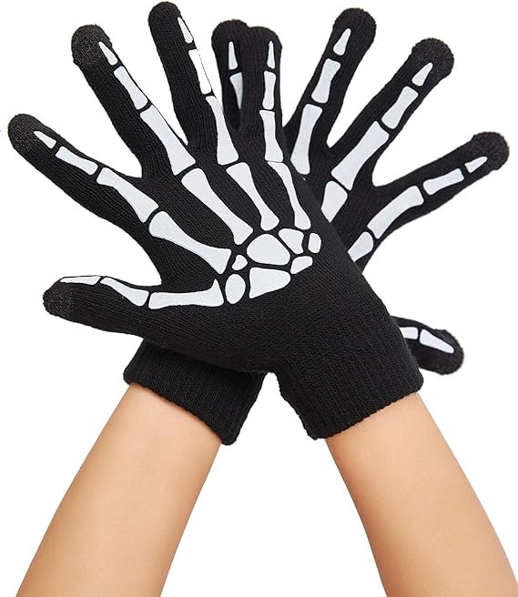 Buy THE DDS STORE 1 Pairs Skeleton Gloves Winter Warm Skull Gloves for ...