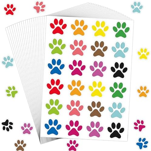 Amazon.com: Wonmon Paw Print Stickers for Kids - Colorful Dog & Cat Paw ...